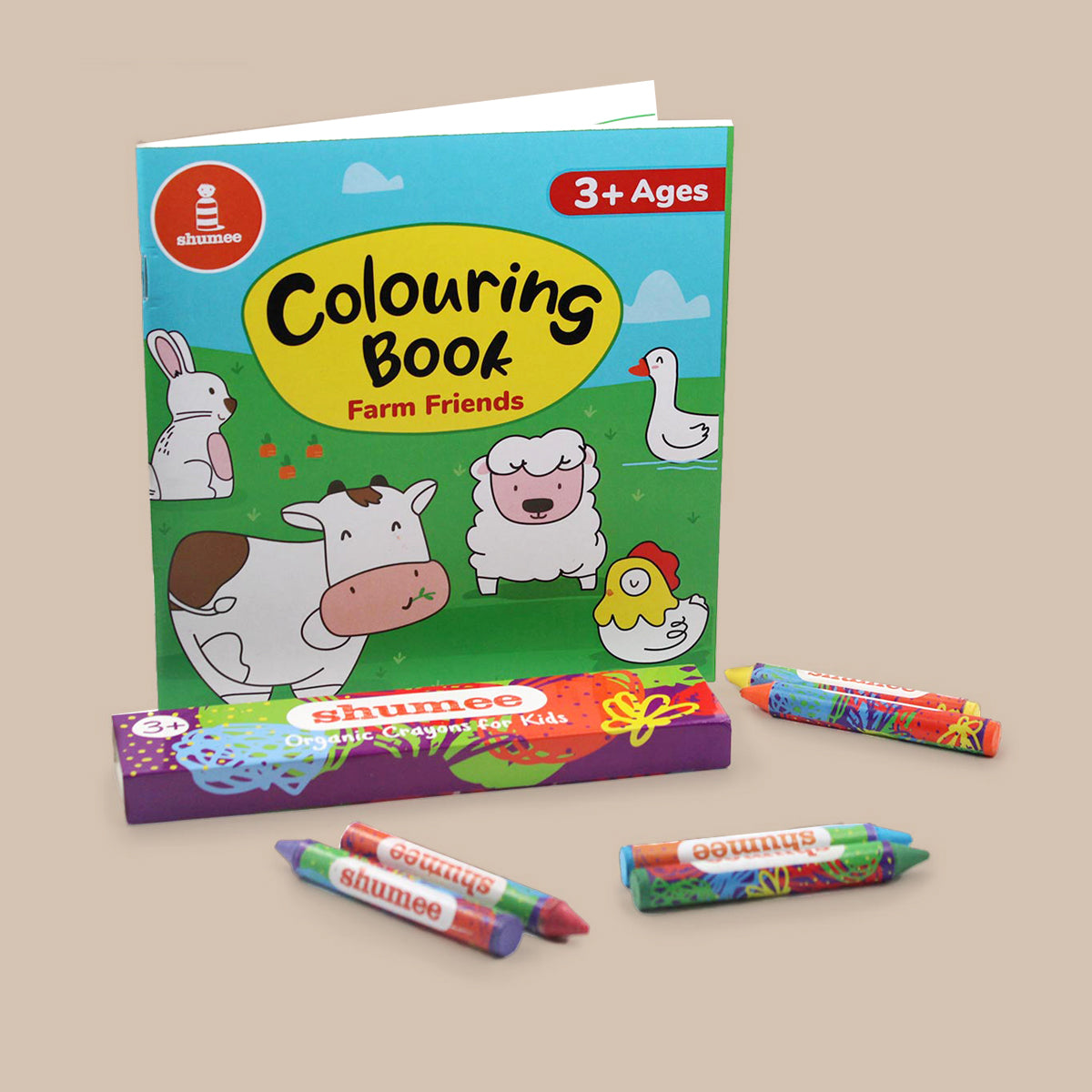 Farm Friends Colouring Book & Organic Crayon Kit (3 Years+) – Shumee