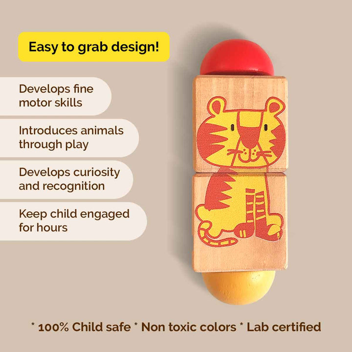 Buy online Wooden Animal Rotate and Turn Puzzles for kids | Shumee