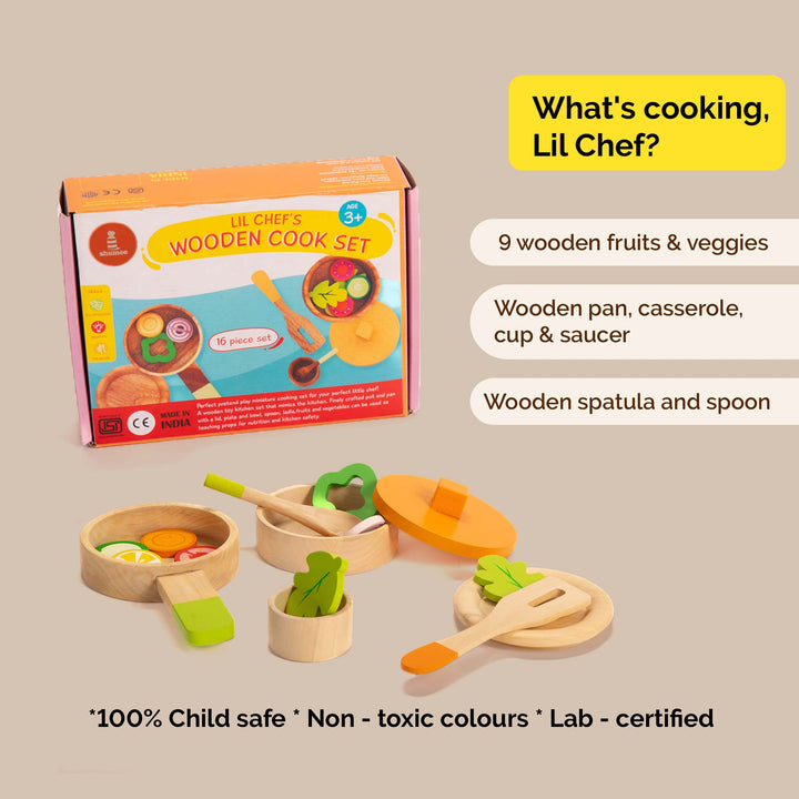 Lil Chef's Wooden Cooking Set: Wooden Kitchen Toys For Kids – Shumee