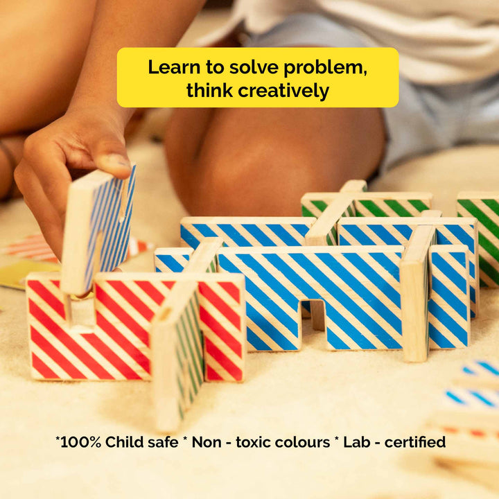 LinkIt Wooden Block Stacking Family Strategy Game With Cards | 4 ...