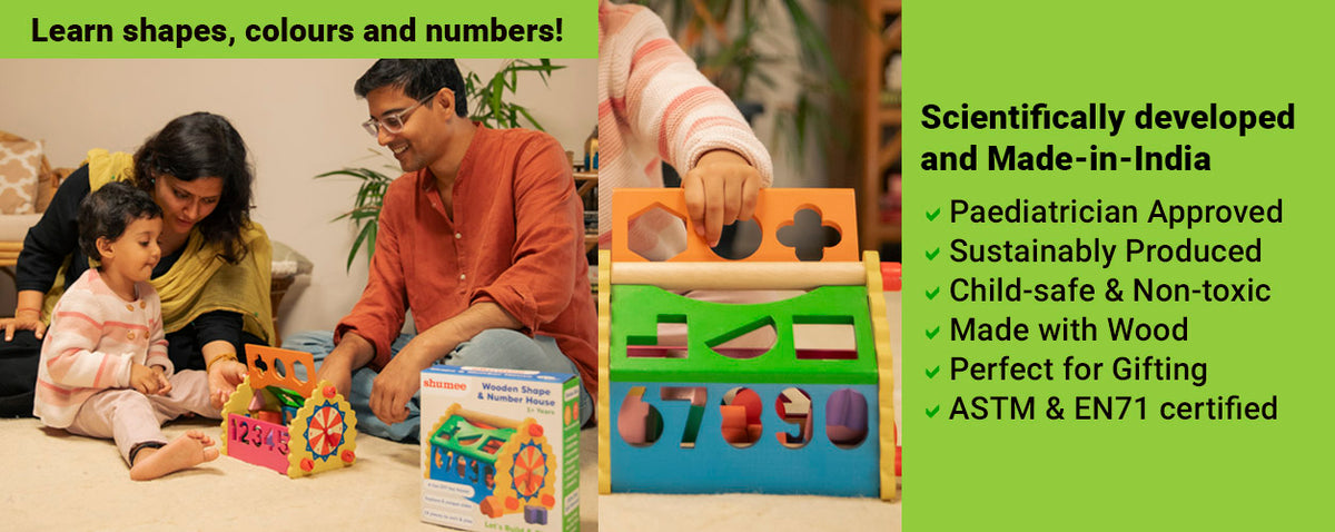 Number Sorter - Wooden Shape & Number Sorter House Toy – Shumee