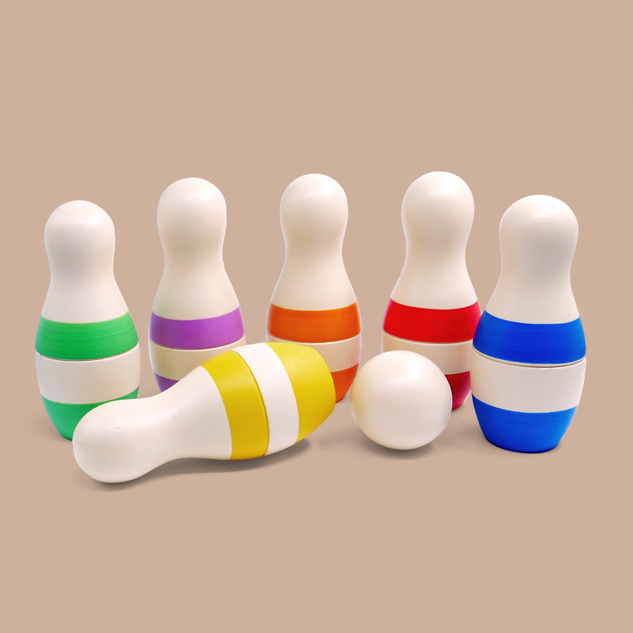 Striped Mini Bowling Pins | Kids Bowling Pin Set – Shumee