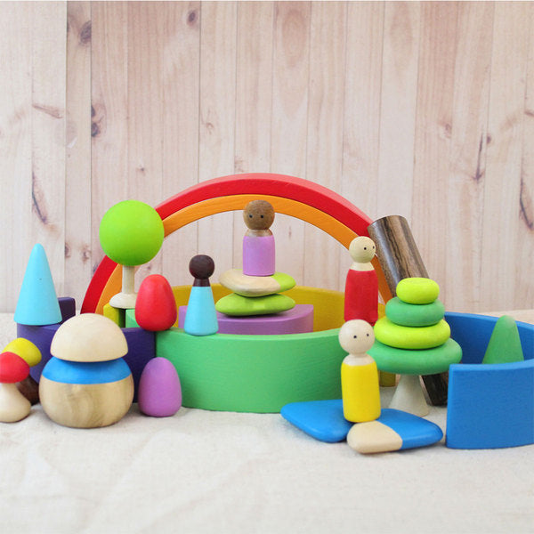 Wooden Peg Dolls : 24 Pieces Play Set With Wooden Peg Dolls for Kids ...